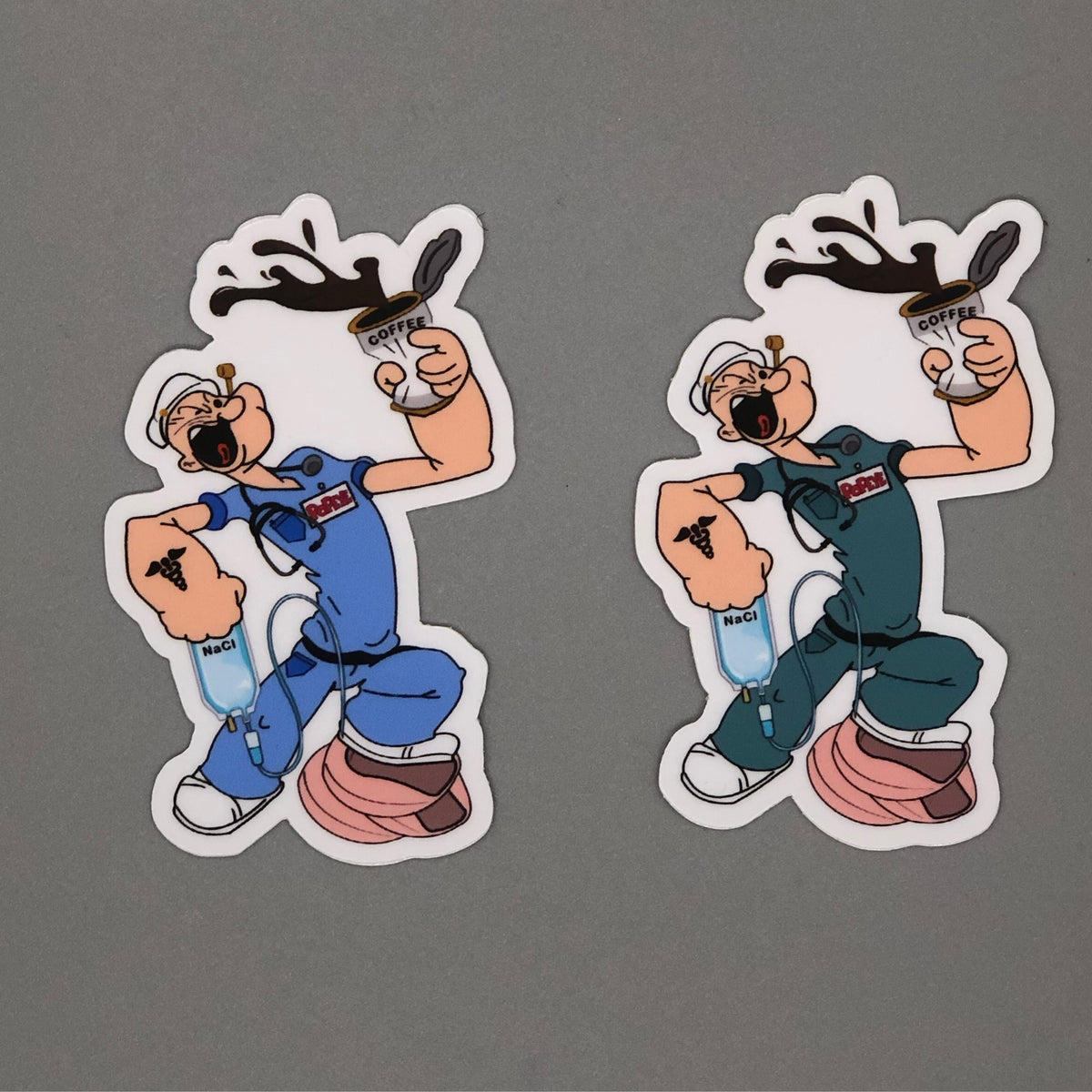 Nurse Popeye Drinking Coffee Sticker – The Daily Medic